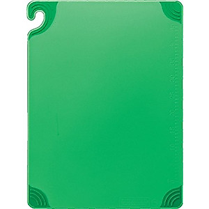 San Jamar Saf-T-Grip Plastic Cutting Board with Safety Hook, 18" x 24" x 0.5", Green