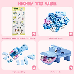 JOYIN 24 Pcs Valentine Animal Building Blocks in Blind Bags, Including Dinosaur, Sea Animal and Wildlife Creatures Design, Kids Valentine's Day Party Favors, Gift Exchange, STEM Educational Toy