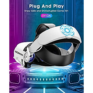 MORKOO 10000mAh Battery Pack for Extended 8H Playtime Compatible with Oculus Quest 2 - Adjustable Head Strap Elite Strap Replacement for Enhanced VR Support and Immersive Comfort, VR Headset