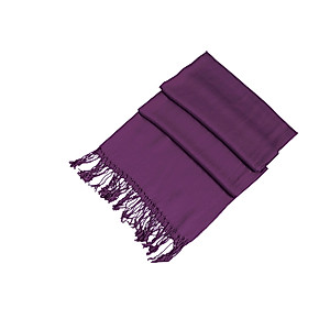 Sakkas Large Soft Silky Pashmina Shawl Wrap Scarf in Solid Colors - Dark Purple