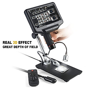 Andonstar AD407 3D HDMI Soldering Digital Microscope with 4MP UHD and 7 inch Adjustable LCD Screen USB Video Microscopes for Phone Repairing SMT SMD DIY