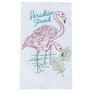 Kay Dee Designs 2 Piece Flamingo Kitchen Bundle of 2 Embroidered Flour Sack Towels