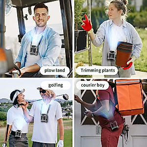 Socool 10000mAh Portable Waist Fan Clip on Wearable Belt Personal Fan Rechargeable Battery operated With 5 Speeds & Flashlight Neck Hands-Free 40H Cooling For Outdoor Camping Travel Power Bank