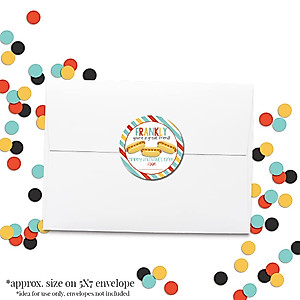 Valentine Hot Dog Themed Happy Valentine's Day Sticker Labels for Kids, 40 2" Party Circle Stickers by Amanda Creation, Great for Party Favors, Envelope Seals & Goodie Bags