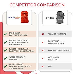 Da Rush Stroller Bag for Airplane Travel - Heavy Duty Multifunctional Stroller Bag with Luggage Strap to Use as Car Seat Travel Belt - 3 in 1 Gate Check Bag that Fits Standard or Double Strollers