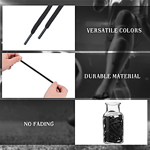 Xinnun 40 Pairs Oval Shoes Laces Bulk 1/4" Half Round Shoe Laces for Sneakers Black White Gray Colorful Shoelaces (Black, 47 Inch)