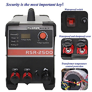 Huanyu Capacitor Discharge Stud Welder M3-M6 Stud Bolt Plate Welder Welding Machine for Welding Bolt Plate Insulation Nail Screw Low Carbon Steel/Stainless Steel/Aluminum/Brass RSR-1600 (220V 50HZ)