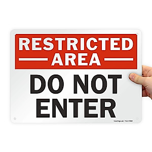 SmartSign - U9-1414-NA_10x14 "Restricted Area - Do Not Enter" Sign | 10" x 14" Aluminum Black/Red on White