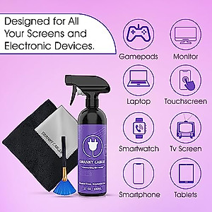 Swanky Computer Screen Cleaner Kit: Electronic Cleaner Spray 17oz + 2 Microfiber Cleaning Cloth For TV, iPad, iPhone, Monitor, PC, Laptop Screens