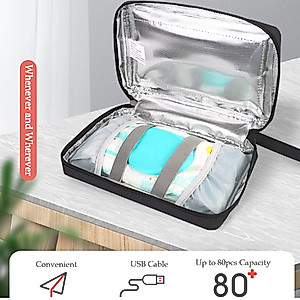DURASIKO Portable USB Car Wipes Heater Warmer with Digital Display Screen,5V/10W Baby Wipes Thermostat Heating Bag,Heating Temperature Adjustable,Up to 80Pcs Wipes Capacity,for Car/Home/Travel/Camping