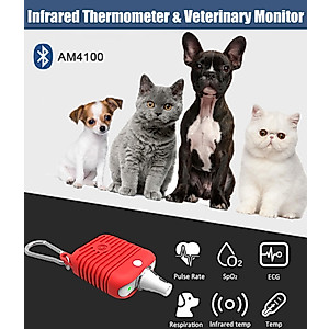Veterinary Monitor for Dogs, Rechargeable Spo2 Oximeter Monitor for Cats, ECG Monitor Equipment for Pets, Portable Non-Contact Digital Thermometer,Easy Operation & BLE4.0 Connection