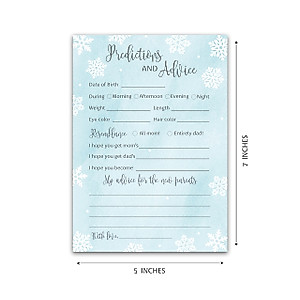 SNOWFLAKES Prediction and Advice Cards - Pack of 25 - WINTER Wonderland BLUE Boy Baby Shower Game, Wishes for Mommy & Daddy Message Baby It’s Cold Outside Activity Keepsake Frost Holiday G781-PDAV