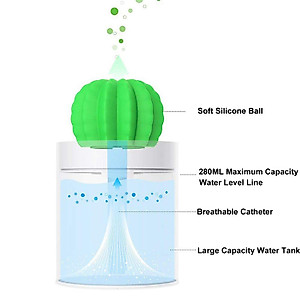 USB Cool Mist Humidifier with Night Light, Mini Size Cactus Humidifier Ultra-Quiet Operation with Timed auto Shutdown for Bedroom,Baby Room,Home,Yoga, Office,Spa,Coffee Bar,Travel Desktop-50ml/h(Pink)