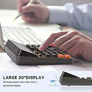 Calculators, Solar Battery Calculator Dual Power Large Standard Function Desktop Business Calculator with 12 Digit Large LCD Display Convenient for Office Home Student Finance Accounting- Gold