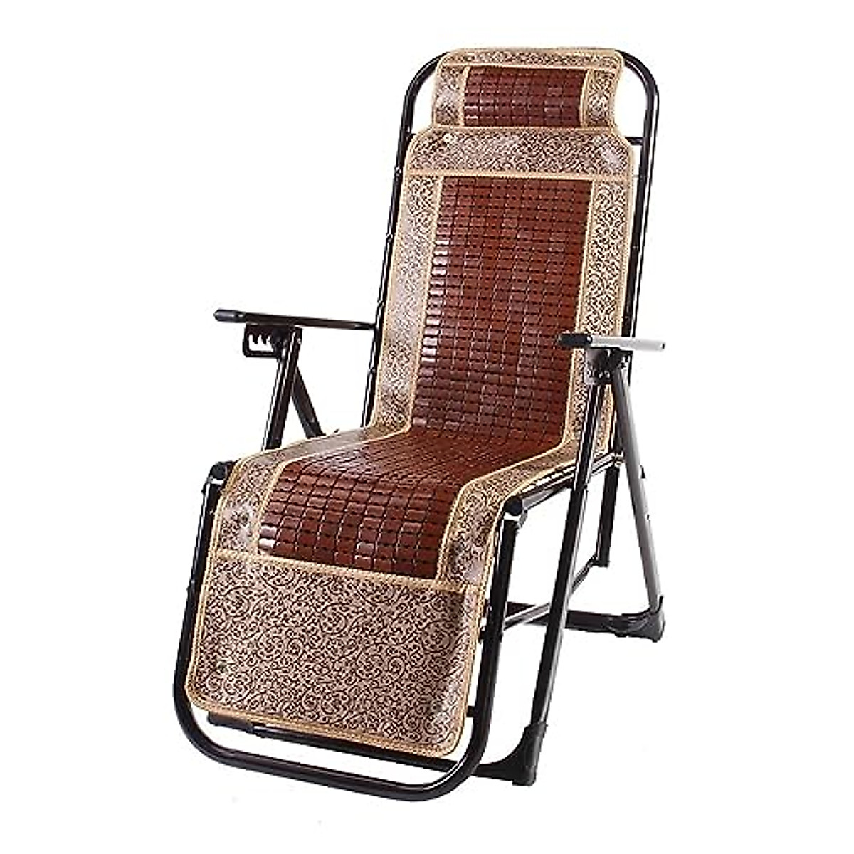 RUVOO Zero Gravity Chair Lounge Chair Bamboo Chair Folding Recliner Lunch Break Nap Backrest Seat Home Leisure Portable Adjustable Armchair for Beach Garden Folding Recliner Chair Patio Lounge Chair