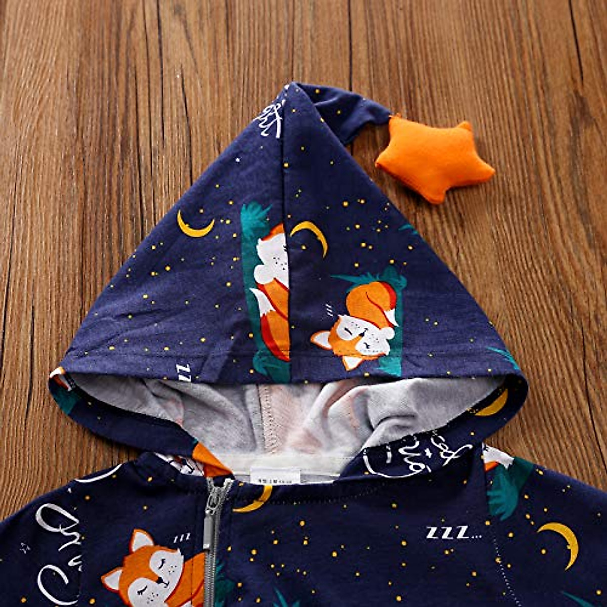 IURNXB Baby Zipper Romper Clothes Stylish Fox Design Long Sleeve Hooded Jumpsuit for Baby
