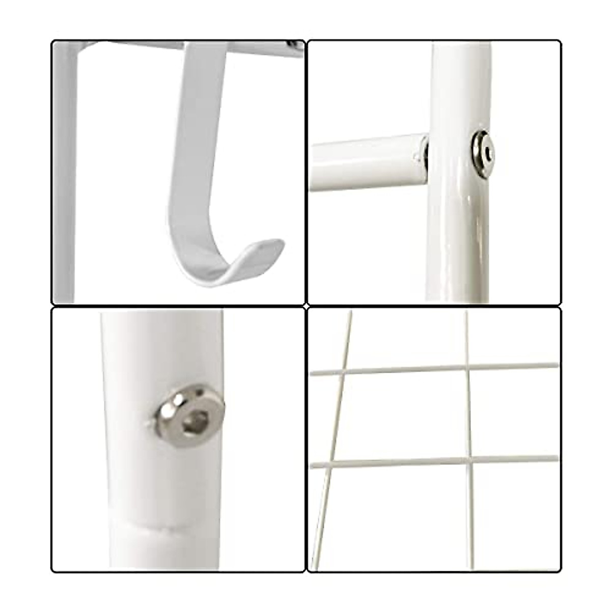 Kefair Metal Garment Rack Free-Standing Closet Organzier Heavy Duty Clothes Rack with Hooks and Storage Shelvels, White