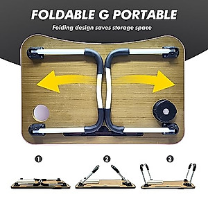 Royacon Laptop Bed Desk, Folding Lap Desk with Cup Holder, Portable Laptop Stand for Bed Laptop Desk Bed Table Tray with Drawer for Working Reading Writing, Eating Table for Bed Sofa Couch Floor