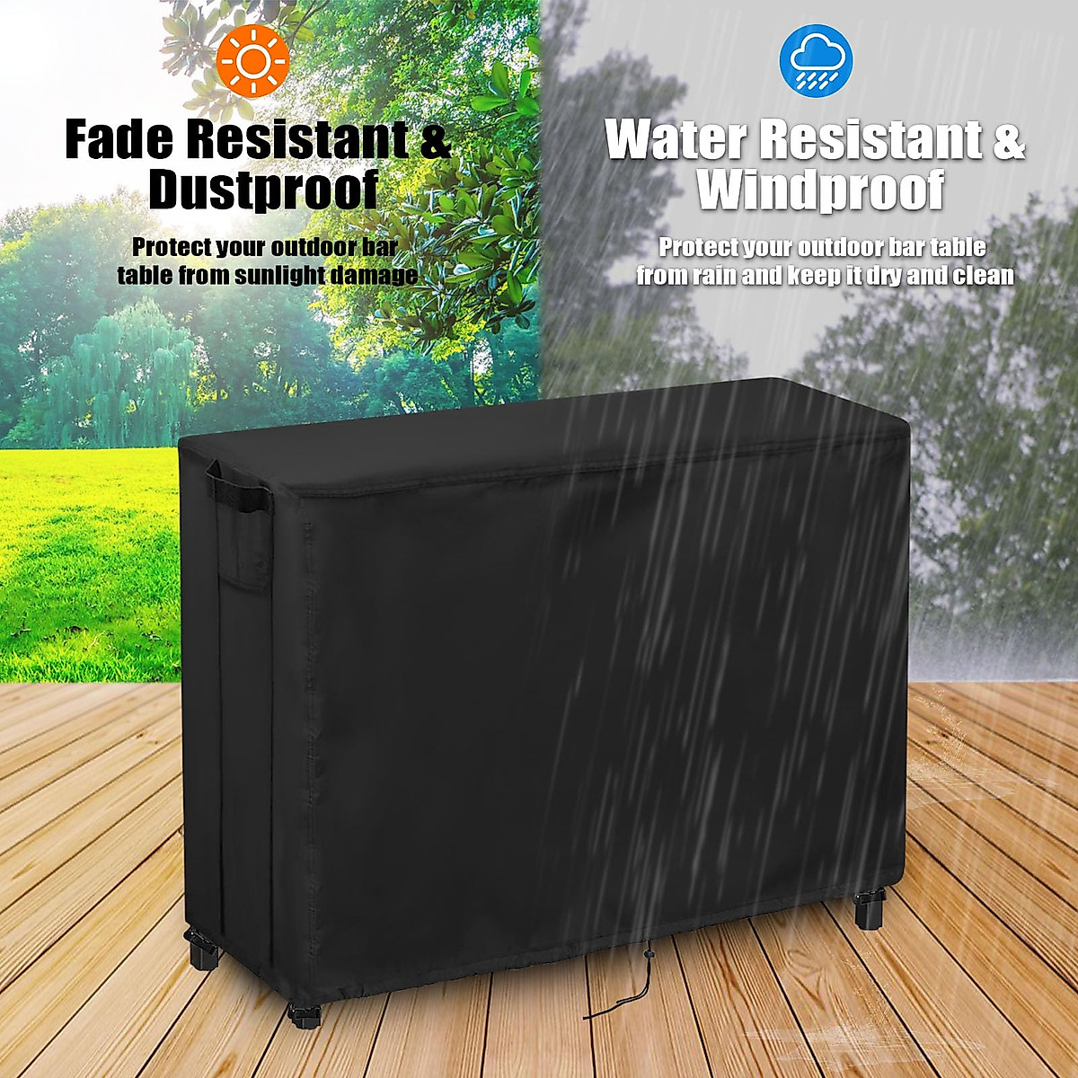 Guisong Outdoor Bar Table Cover, Protective Cover for Outdoor Console Table/Bar Height Table/Metal Outdoor Bar Table/Outside Bar for Patio-48.5" x 16" x 38"