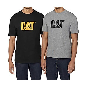 Caterpillar TM Logo Tee, Relaxed Fit T Shirt, Rubber Print Logo, Tagless Back for Comfort Gray