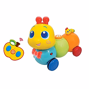 KiddoLab Crawling Caterpillar Baby Toy - Apple-Shaped Remote Control with Easy-Press Buttons- Plays 10 Children's Nursery Rhymes - Musical Toys for Toddlers
