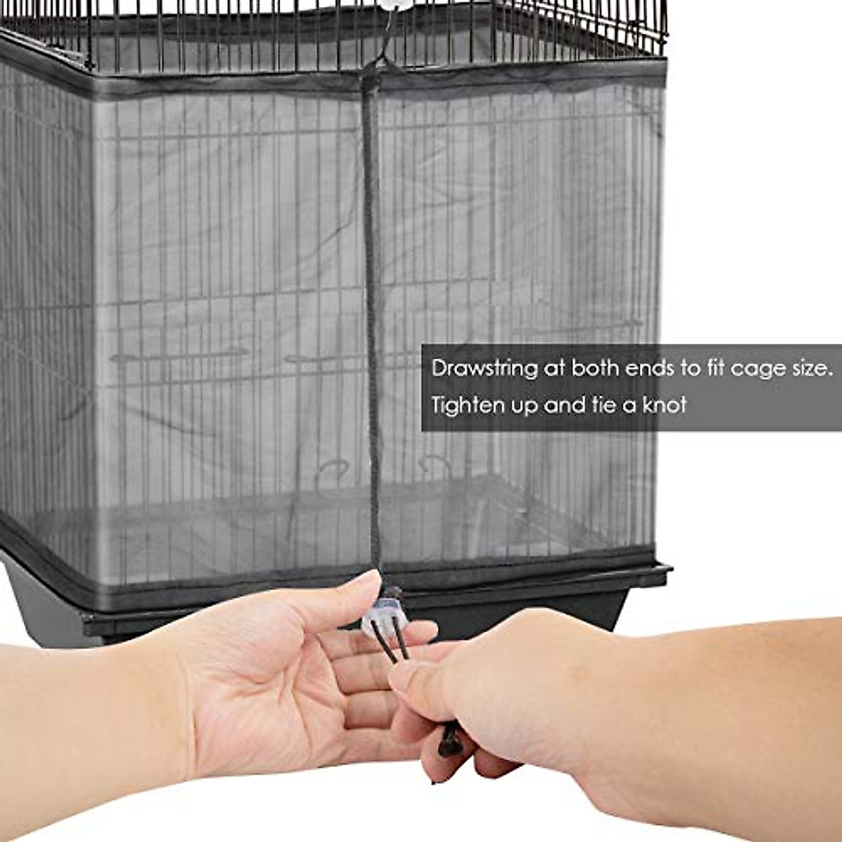 oenbopo Bird Cage Mesh Universal Birdcage Cover Bird Seed Guard Catcher Adjustable Drawstring Bird Cage Skirt Mesh Net Cover