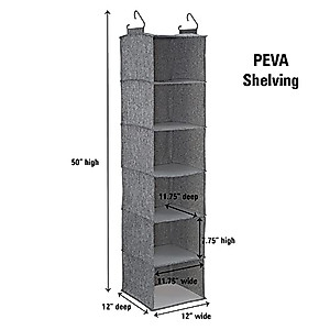 Household Essentials 6 Closet Organizer with Hooks Hanging Shelf, Graphite