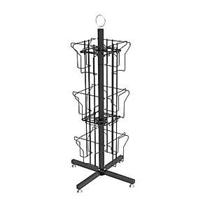 11702 FixtureDisplays 14 X 14 X 30" 12 Vertical Pockets Spinning Greeting/Post Card Rack 11702 Black 11702NEW-NPF