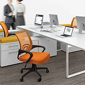 Ergonomic Office Desk Chair, Mid Back Thick Cushion Seat Computer Task Chair with Lumbar Support & Mesh Back, Swivel Rolling Adjustable Home Executive Gaming Chair for Home Office Reading Working