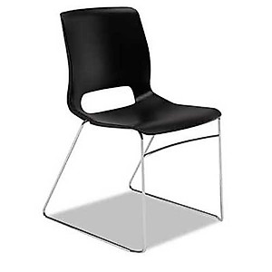 HON MS101ON Motivate Seating High-Density Stacking Chair, Onyx/Chrome, 4/Carton