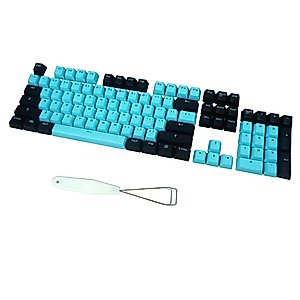 104 Keys ABS Keycaps Cherry MX Blue Switches Key Caps with Keycaps Puller for DIY Mechanical Keyboard (Black Blue)