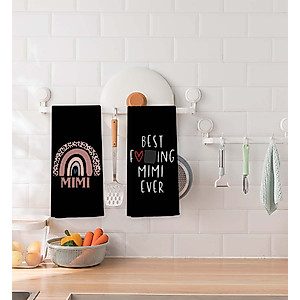 Best Mimi Ever Kitchen Towels and Dishcloths,16 x 24 Inch Set of 2 Soft and Absorbent Mimi Sign Hand Towels Tea Towels Dish Towels Sets,Grandma Birthday Mother’s Day