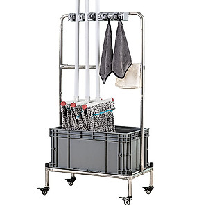Movable Commercial Floor Mop Sink with Mop Holder, Bathroom Rectangular Mop Service Basin Slop Sinks for Garage, Store