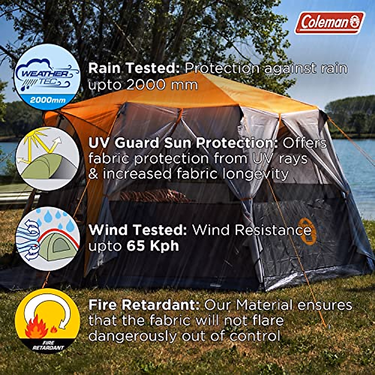 Coleman Tent Octagon, 6 to 8 Man Festival Dome Tent, Waterproof Family Camping Tent with Sewn-in Groundsheet