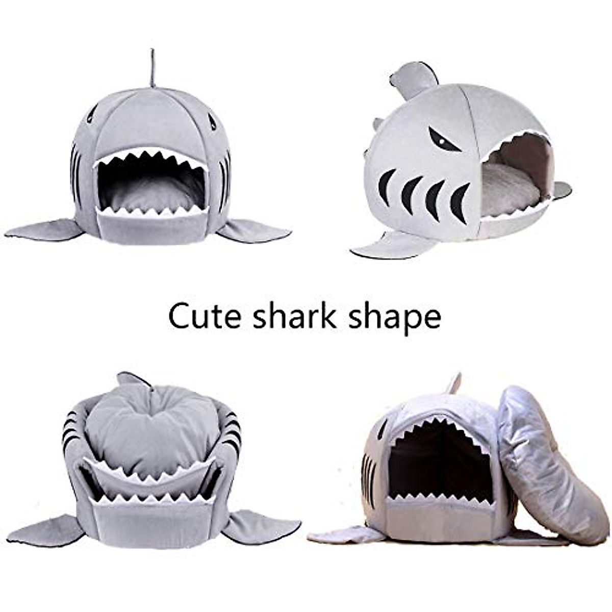 Tfwadmx Guinea Pig Warm Bed House,Small Animal Large Washable Cotton Nest Shark Hideout Sleeping Mat Hut Cage Toy for Rabbit Hedgehog Rat Chinchilla Hamster -(Gray)