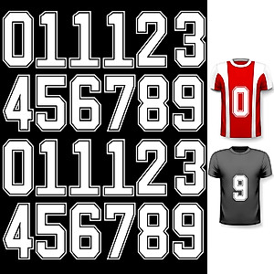 WILLBOND 24 Pcs Iron on Numbers, Jersey Heat Transfer Numbers 0 to 9 for Team Uniform Sports T-Shirt Football Basketball Baseball (8 Inch)