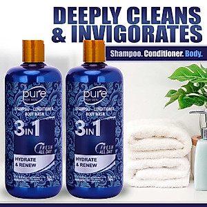 3-in-1 Men's Shower Gel, Shampoo and Face Wash - Paraben & Sulfate Free, Keeps You Fresh All Day! 2 Pack.