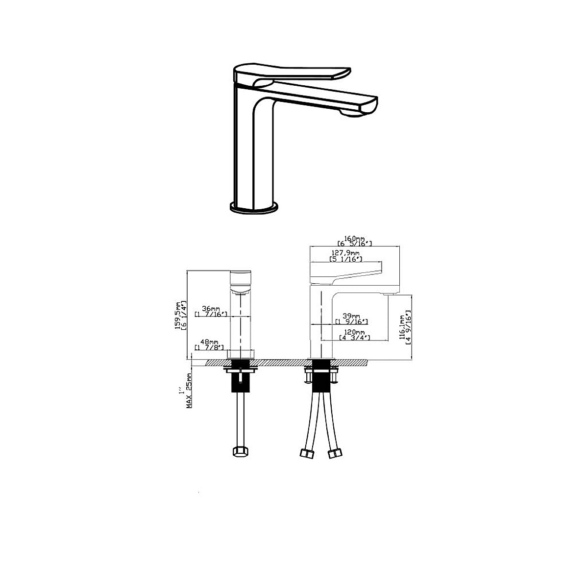 Galim Bathroom Faucets, Single Hole Sink Faucets for Bath & Kitchen, Heavy-Duty Single Handle Water Faucet, Brass Cartridge, Modern Top Mounted Design, Suitable for Hot and Cold Water, Matte Black