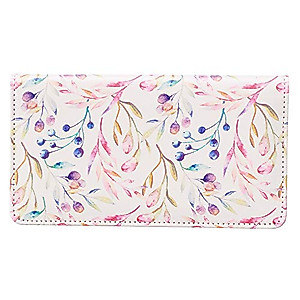 Christian Art Gifts White Floral Faux Leather Checkbook Cover for Women with Scripture - I Am With You Always - Checkbook Cover for Duplicate Checks ID Credit Cards & Pen Loop Holders - Matthew 28:20