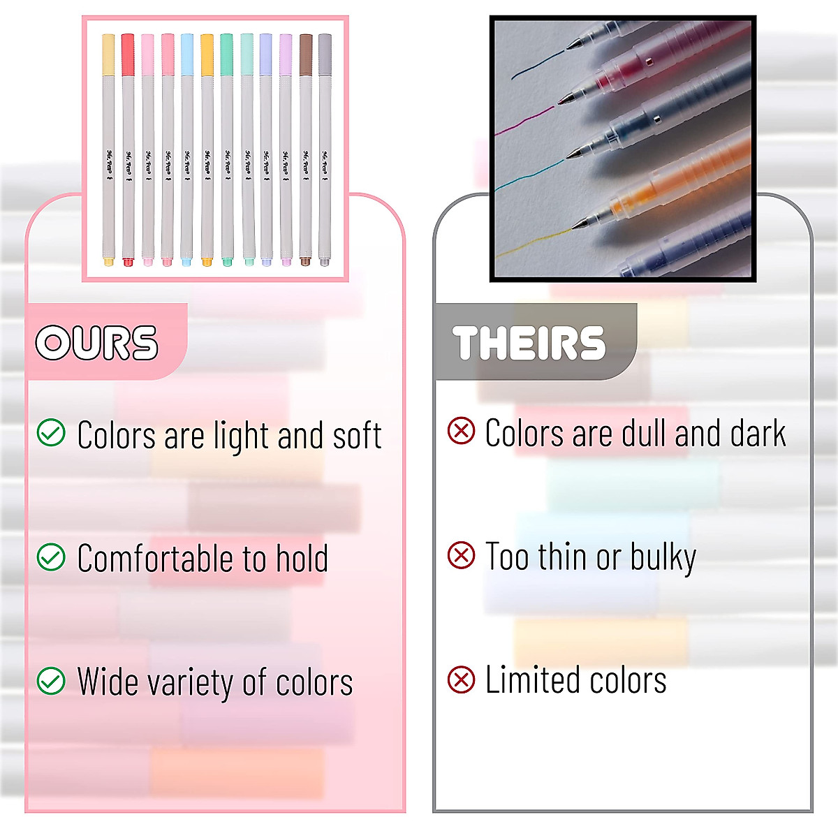 Mr. Pen- Fineliner Pastel Pens, 12 Pack, Pastel Colors, Bible Pens, No Bleed Fine Point Pen, No Smudge Fine Tip Markers, Journal Pens, Fine Tip Pens, Drawing Pen, Note Taking Pen