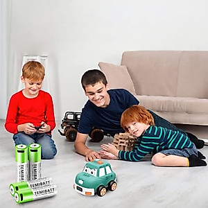 TEMIBATT Rechargeable Lithium AA Batteries,Double A Batteries 4 Pack, 2600mWh 1.5V Lithium Rechargeable AA Batteries 4-in-1USB-C Charging Cable for Household and Business Devices