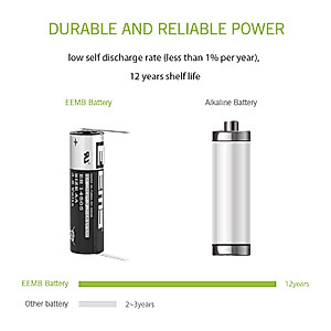 EEMB 4Pack ER14505 AA 3.6V Lithium Battery with FT Solder Tabs Li-SOCL₂ Non-Rechargeable Battery SB-AA11 LS14500 TL-5903 SL-360 S7-400 ER14500 for Chip Board/Sensor/Backup Power Supply/PLC Battery