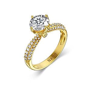 ELFRONT Personalized Engagement Rings for Women Moissanite 1 Carat 10K 14K 18K Gold 925 Sterling Silver Wedding Anniversary Rings with Engraved Name Ring (Yellow Gold, 14K Solid Gold)