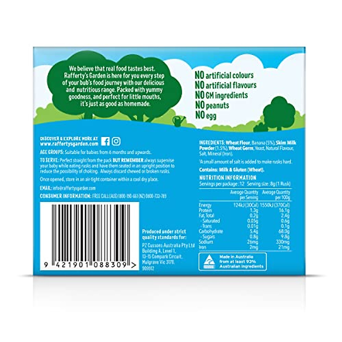 Rafferty's Garden Banana Milk Teething Rusks 100g