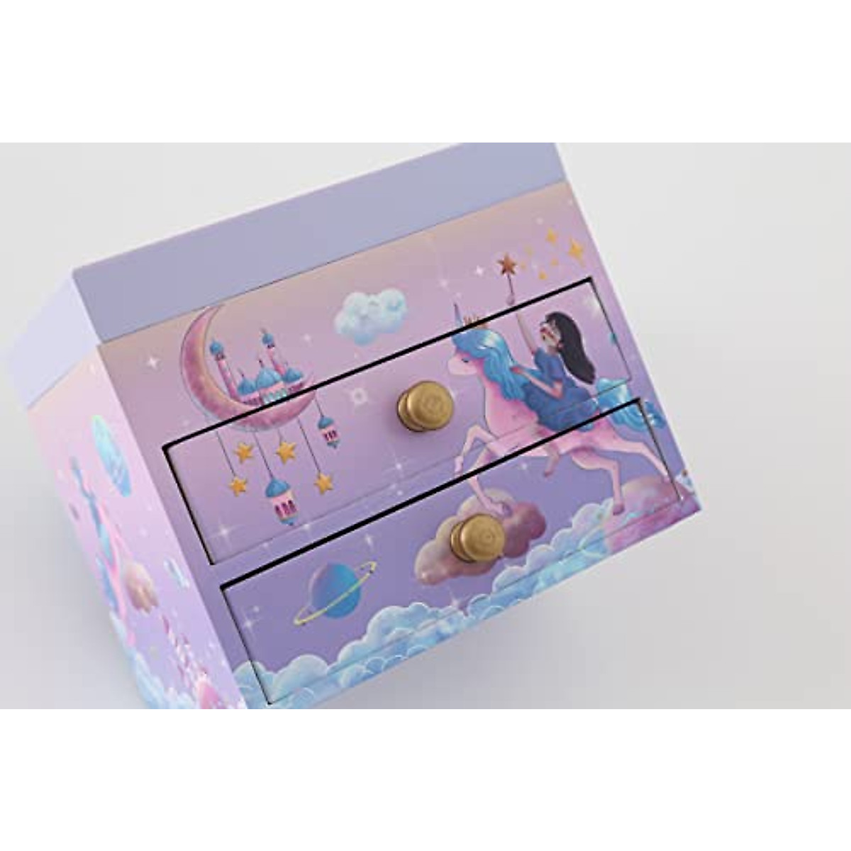 Agitation Unicorn Princess Wooden Musical Jewelry Box - Unicorn Gifts for Girls (Purple Unicorn3)