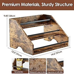 Nuovoware Liquor Bottle Display Shelf, Bar Shelf for Liquor Bottles, 3 Step Liquor Cabinet Wine Rack, 12-Bottle Bar Cabinet, Mini Bar Home Retro for Liquor, Wine Racks Countertop, Bar Display, Wooden