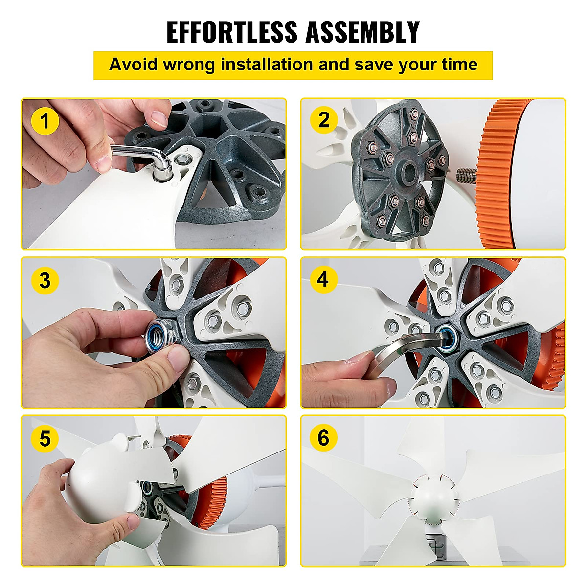 VEVOR, 12V/AC Turbine Kit, 400W Wind Power Generator with MPPT Controller 5 Blades Auto Adjust Windward Direction Suitable for Terrace, Marine, Motor Home, Chalet, Boat, White