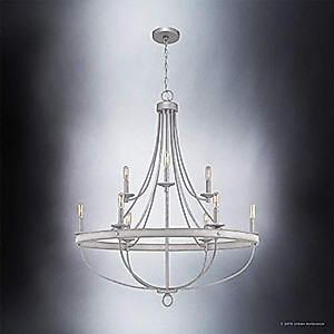 Urban Ambiance Luxury Modern Farmhouse Chandelier, Large Size: 40-1/2" x 35-1/4", with French Country Style Elements, Galvanized Steel Finish, UHP2902 from The Adelaide Collection