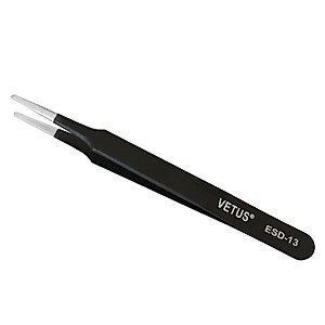 Vetus Anti-static SMD Black Tweezer Non-magnetic Stainless Steel Pointed Tip ESD-13 (ESD-13)