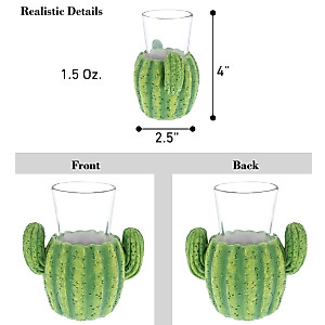 CoTa Global Green Cactus Plant Shaped Shot Glass Cool & Funny Whiskey Tequila & Alcohol Drinking Glass For Shots, Decor Shot Glasses 3.75" x 4" 1.5 Oz
